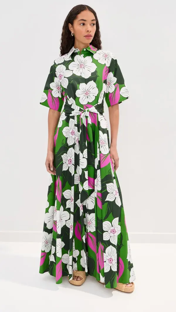 Borgo De Nor Posie Maxi Dress With Floral Print And Belted Waist