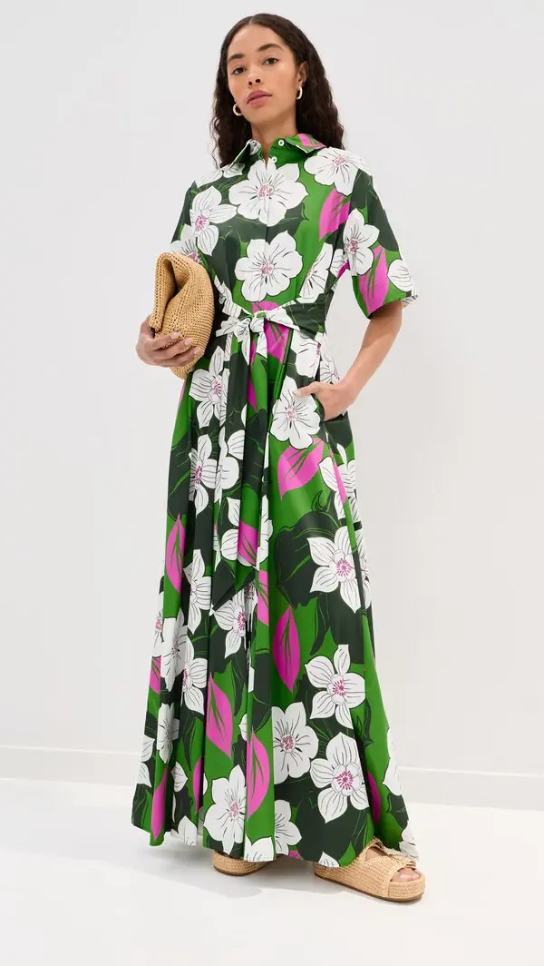 Borgo De Nor Posie Maxi Dress With Floral Print And Belted Waist