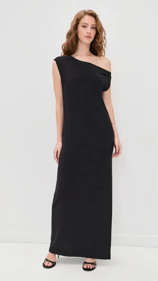 Norma Kamali Drop Shoulder Maxi Dress With Side Slit - Black
