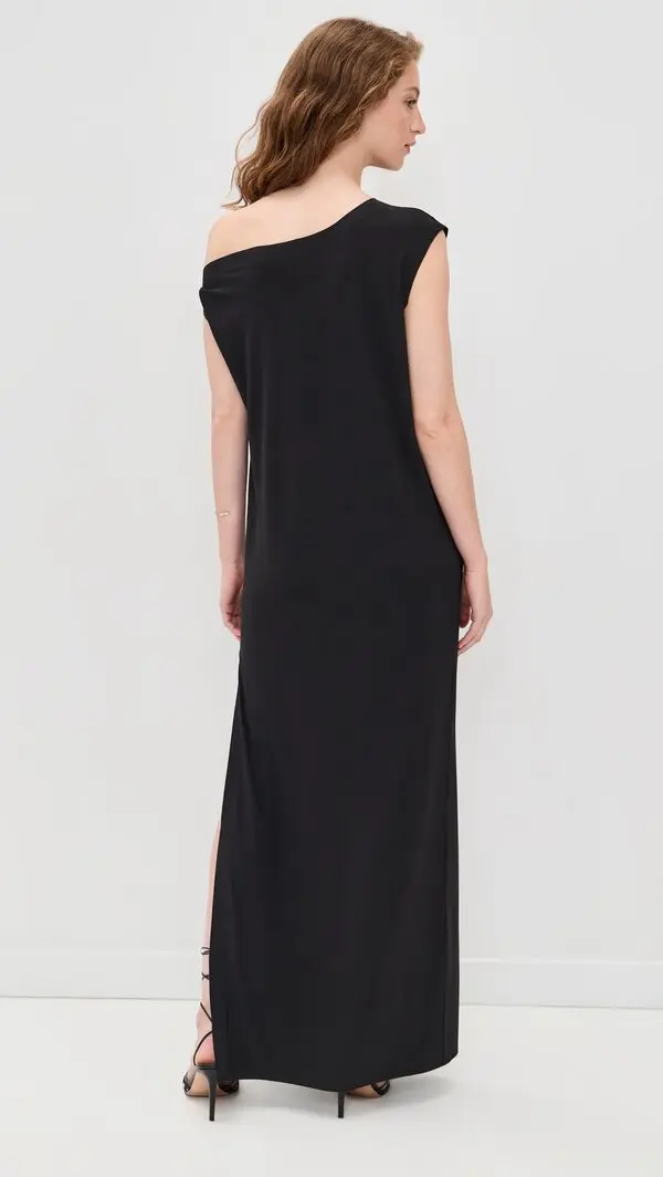 Norma Kamali Drop Shoulder Maxi Dress With Side Slit - Black