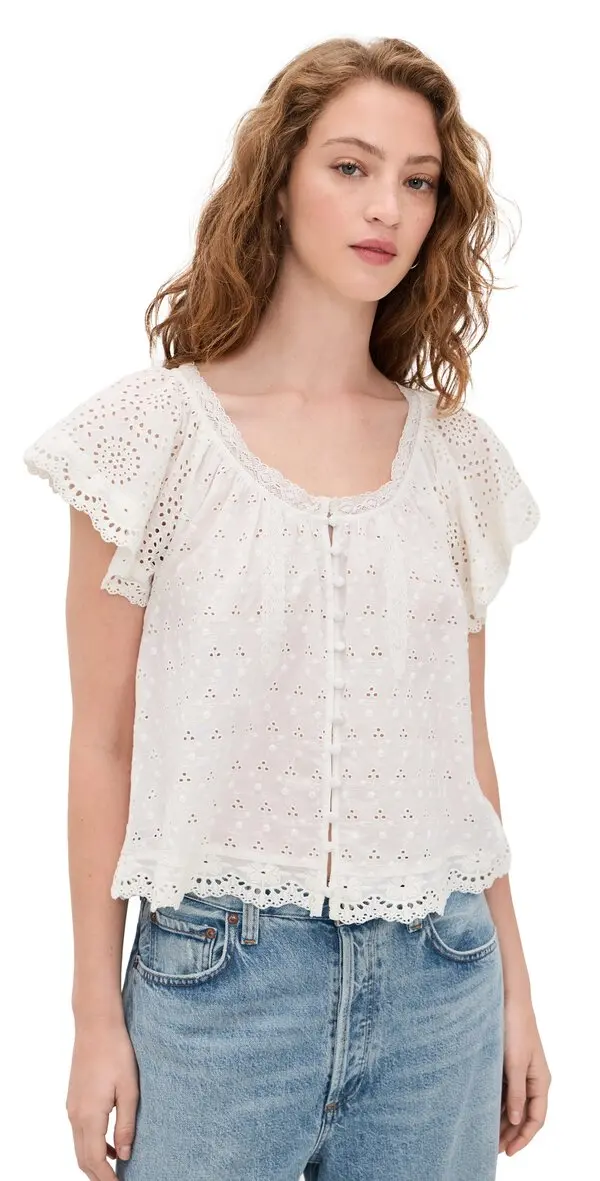 Alice + Olivia Odette Ember Top - Off White