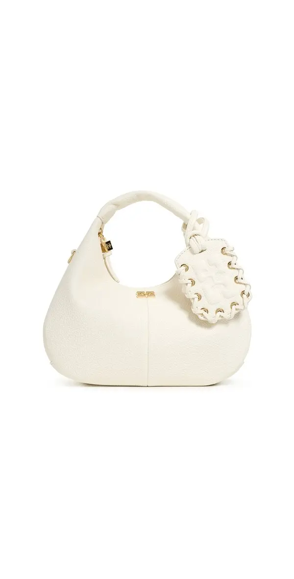 GANNI Mini Grained Hobo Bag - Egret