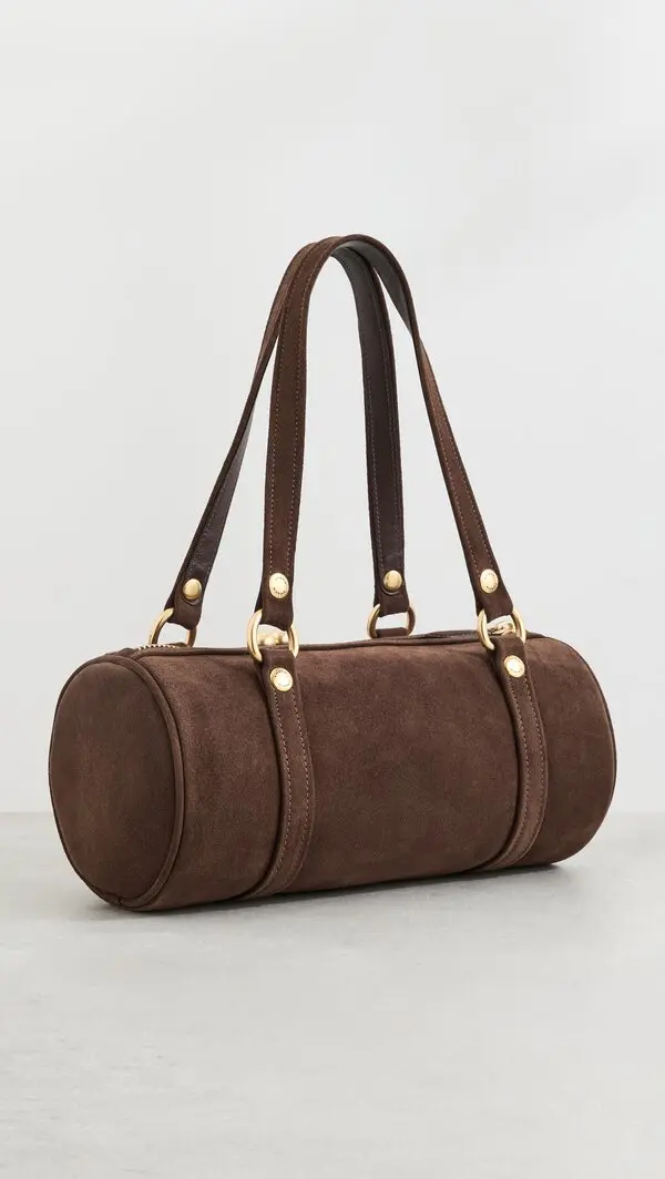 COACH Suede Kisslock Barrel Bag