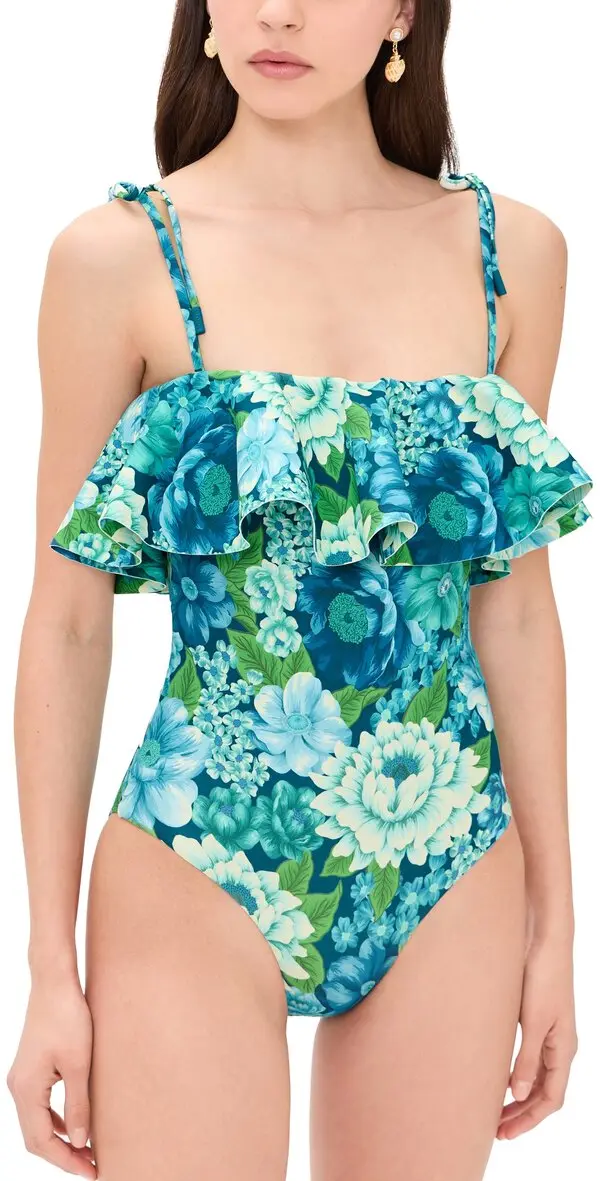 ALEMAIS Ruffled Floral Print One-piece Swimsuit - Multi