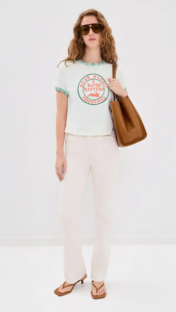 MOTHER The Itty Bitty Ringer Tee With Tie-dye Trim - River Rabbit