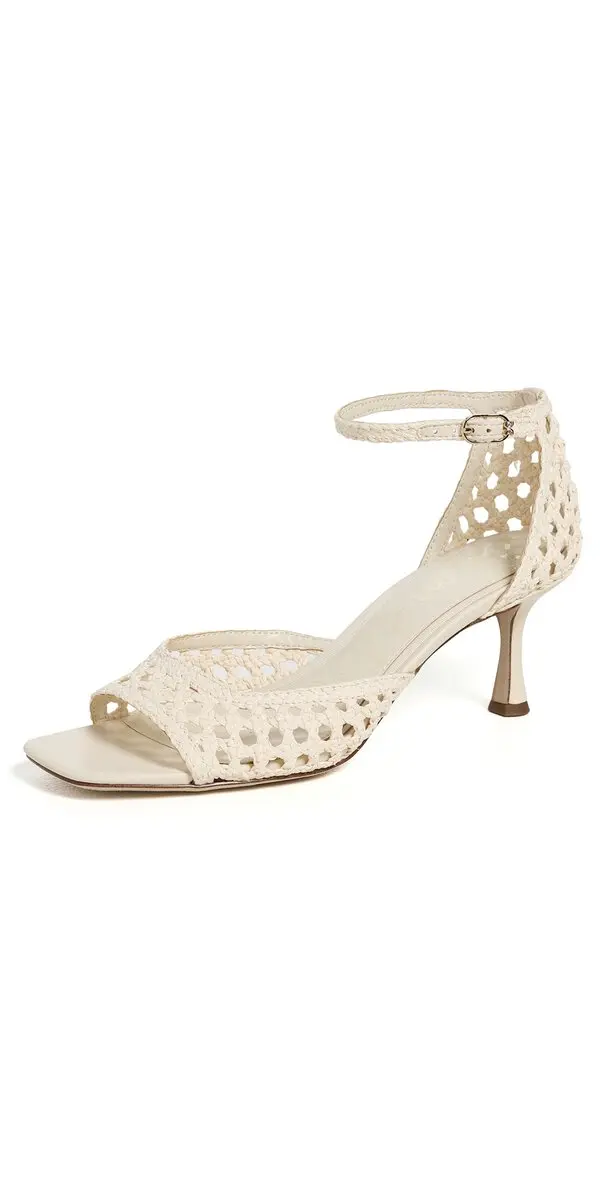 Sam Edelman Peyton Woven Kitten Heel Sandals - Modern Ivory