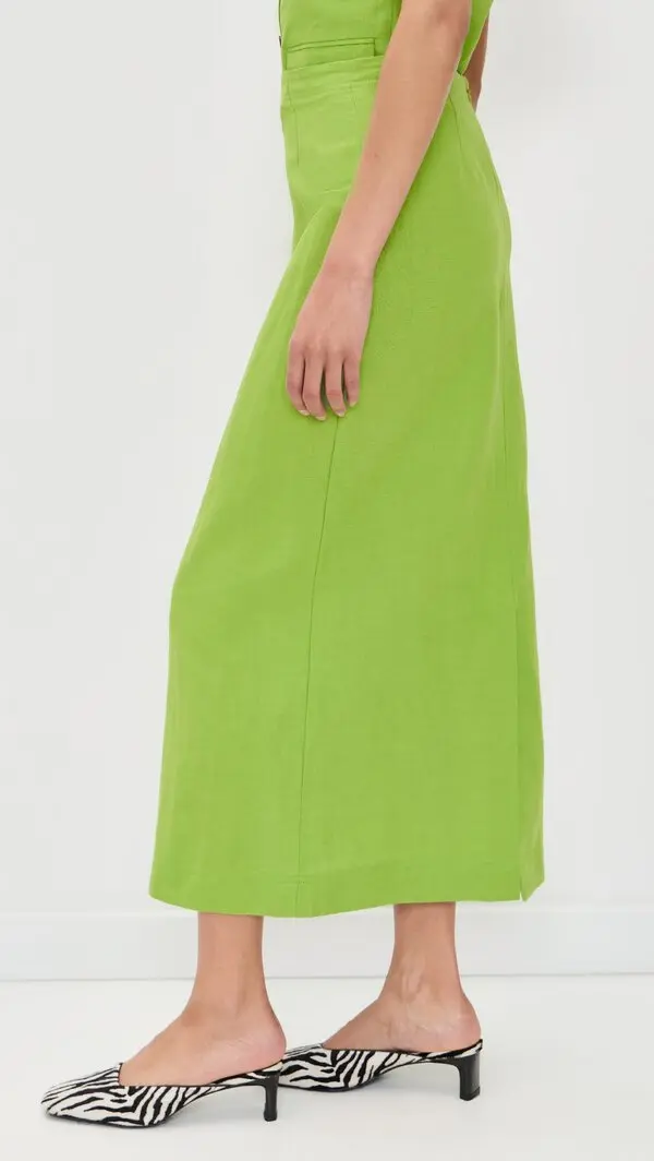 ALIGNE Mia Linen Blend Midi Skirt - Apple