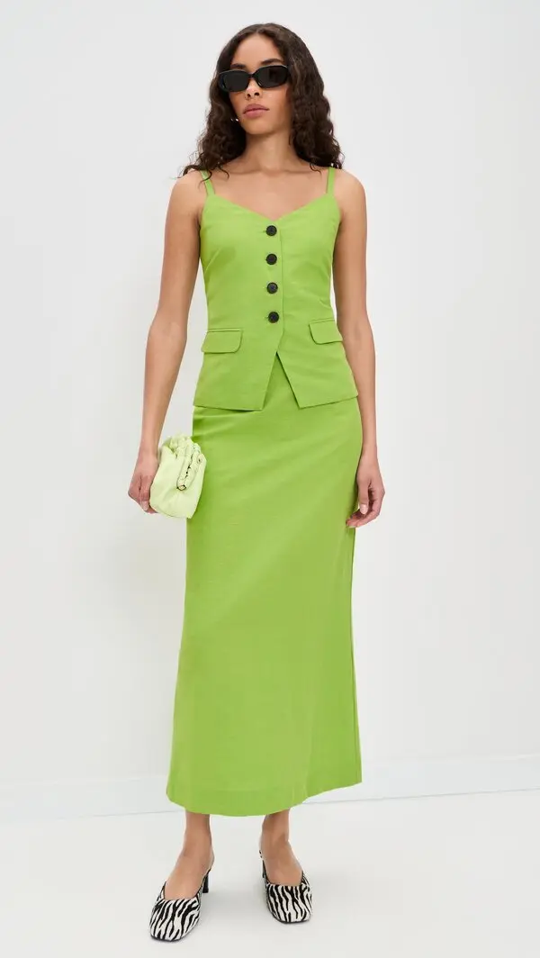 ALIGNE Mia Linen Blend Midi Skirt - Apple