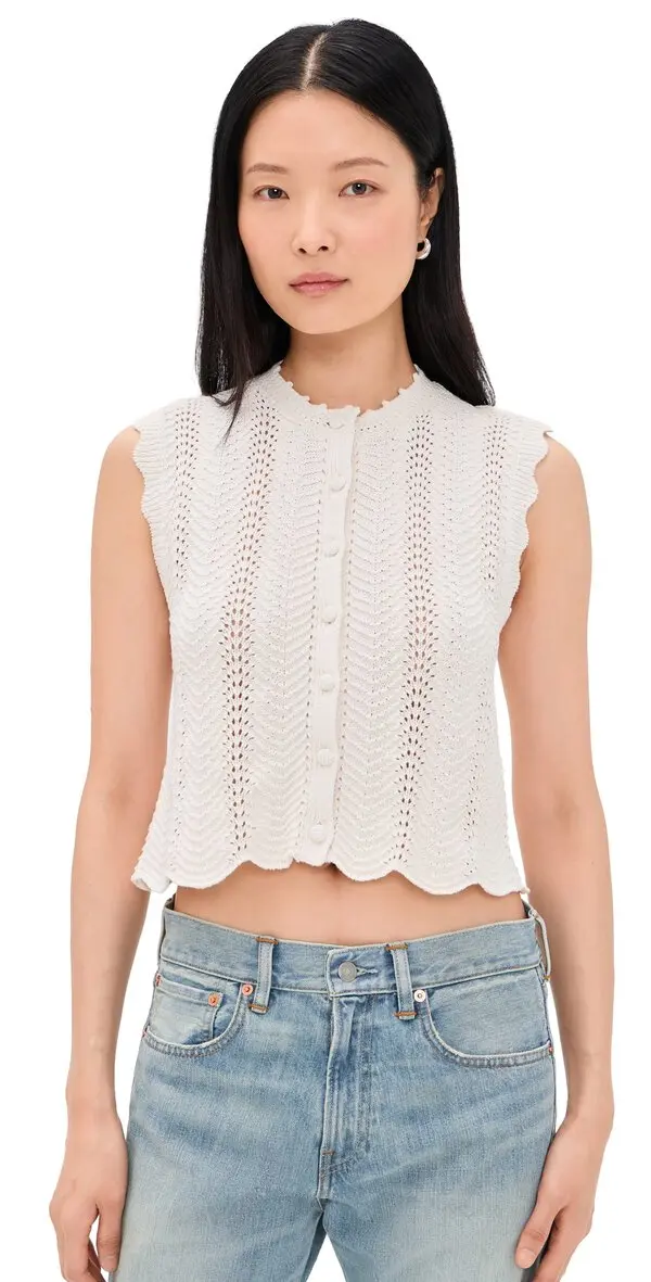 Madewell Kim Wavy Stitch Vest - Vintage Ivory