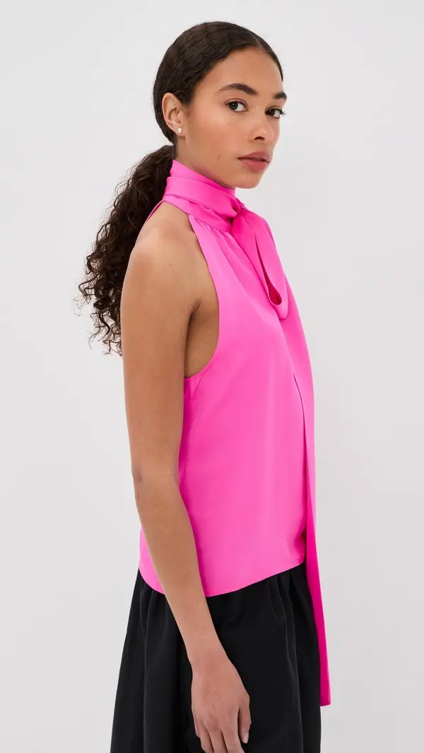 Françoise Halter Neck Silk Blouse - Pink