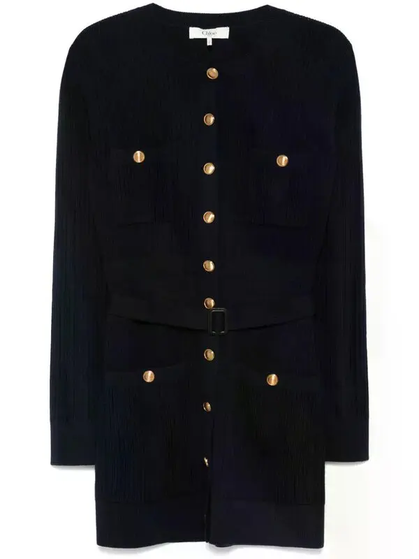 Chloé Long Fitted Ribbed Knit Cardigan