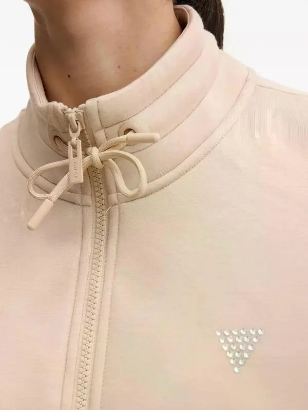 Guess Zip-up Sweatshirt With Embellished Logo