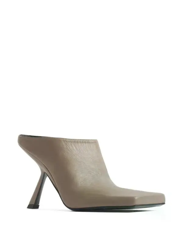 MUGLER Square-toe Leather High Stiletto Heel Mules