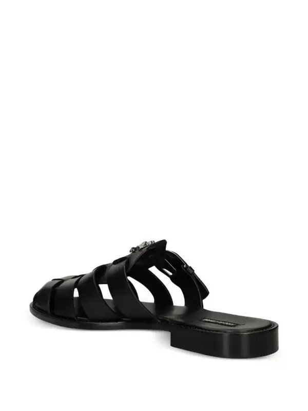 Roberto Cavalli Logo-appliqué Caged Sandals - Black