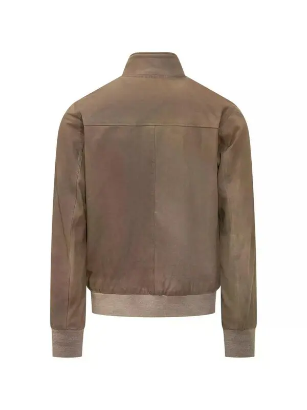 RENZO ROMAGNOLI High-neck Leather Bomber Jacket