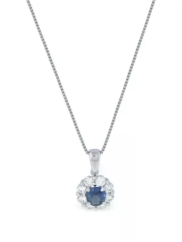 LB EXCLUSIVE Sapphire And Diamond Pendant Necklace In Platinum - Silver