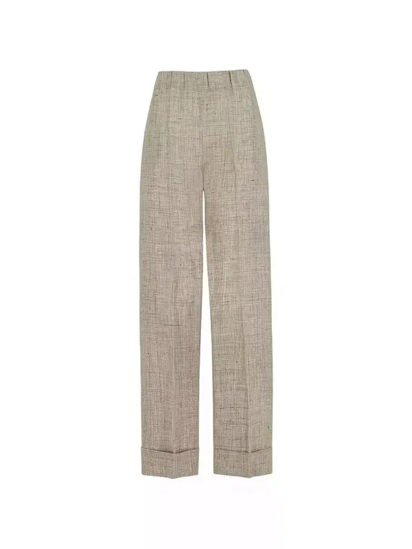 D.exterior Linen Turn-up Trousers