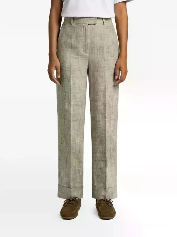 D.exterior Linen Turn-up Trousers