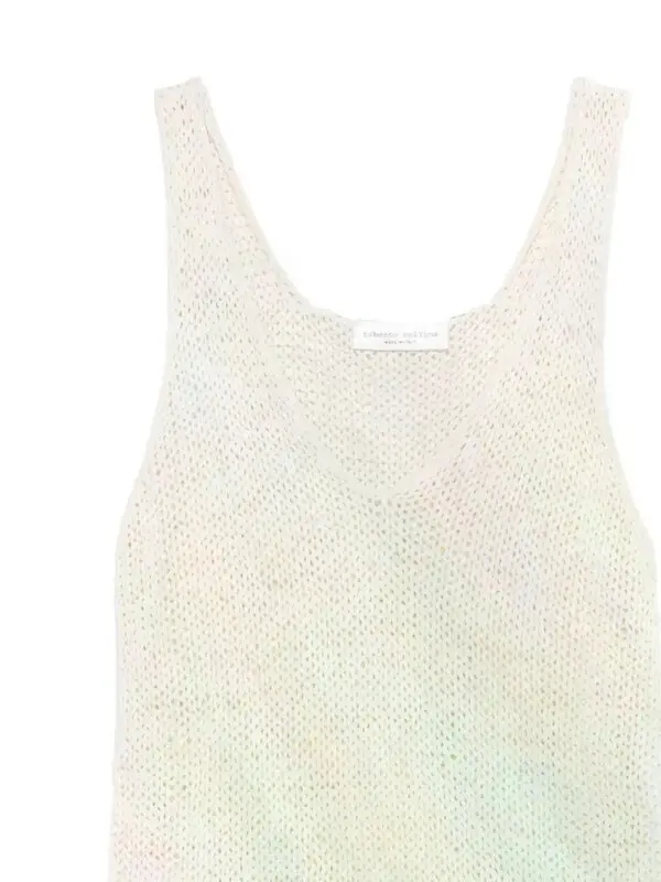 ROBERTO COLLINA Open-knit V-neck Sleeveless Top - Neutrals