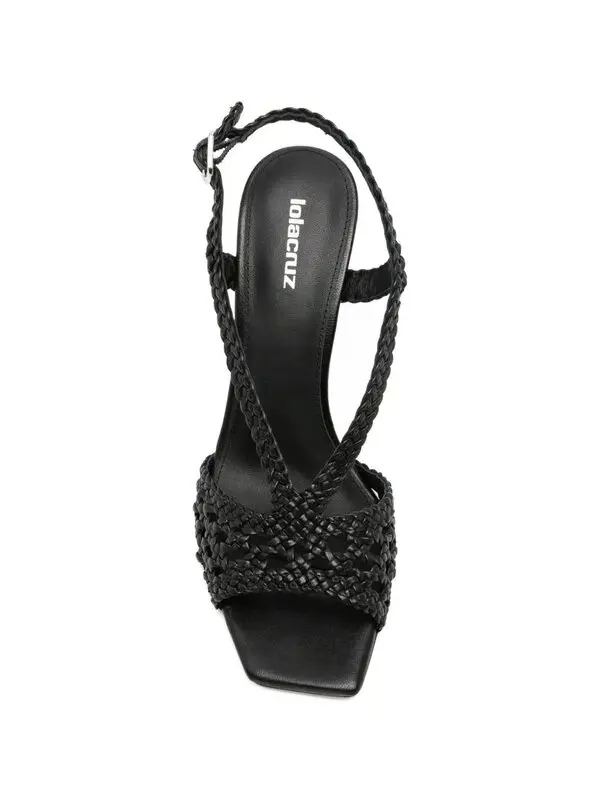 Lola Cruz Tàbata Braided-leather Slingback Sandals - Black