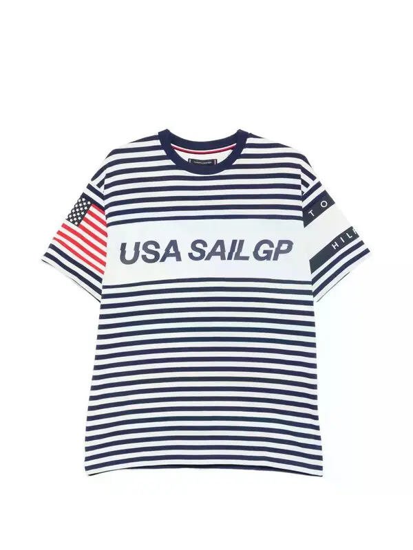 Tommy Hilfiger Horizontal-stripe Logo-print T-shirt