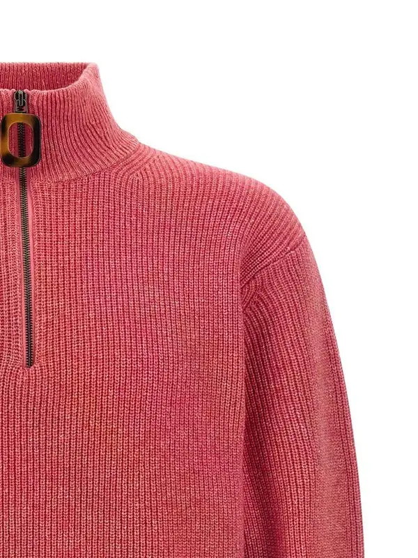 JW Anderson Ribbed Knit Half-zip Sweater - Pink