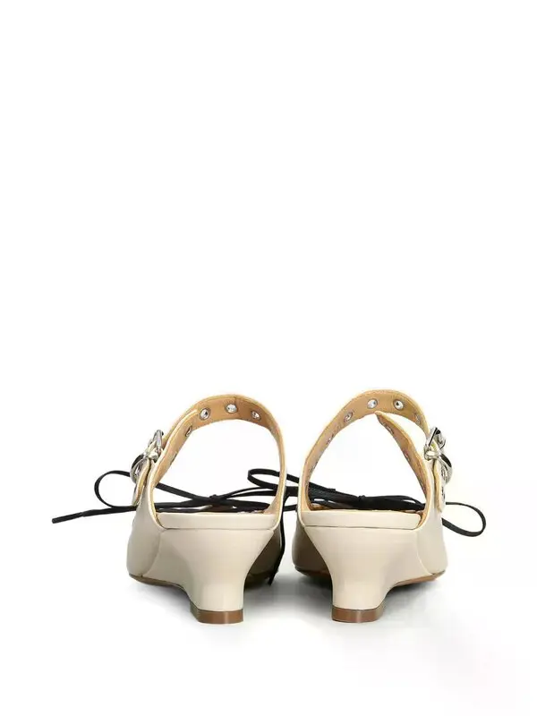 ALCHIMIA Lace-up Embellished Wedge Mules - Neutrals