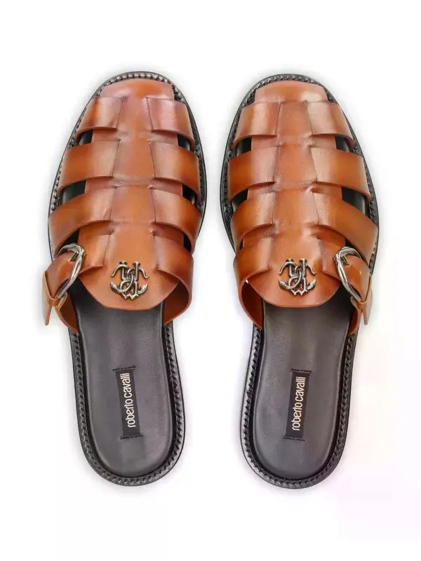 Roberto Cavalli Woven Design Sandals - Brown
