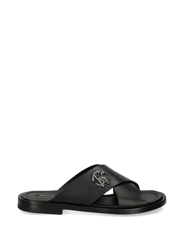 Roberto Cavalli Mirror Snake Flat Sandals