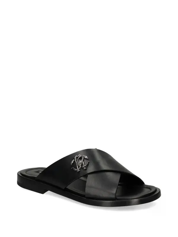 Roberto Cavalli Mirror Snake Flat Sandals