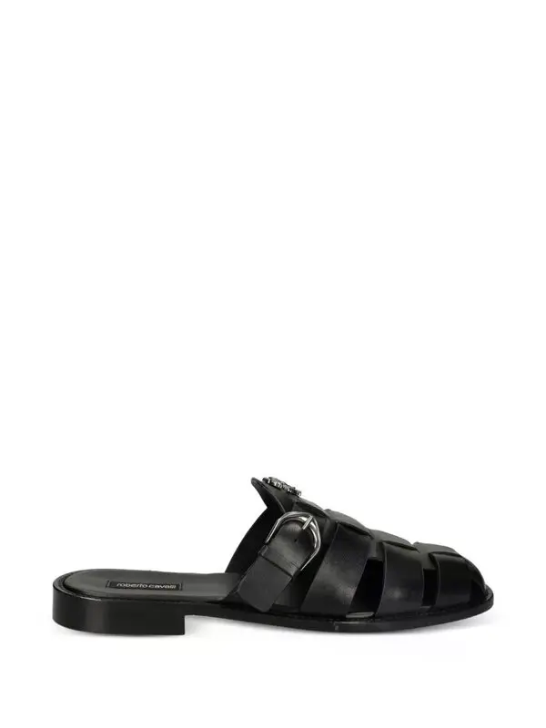 Roberto Cavalli Logo-appliqué Caged Sandals - Black