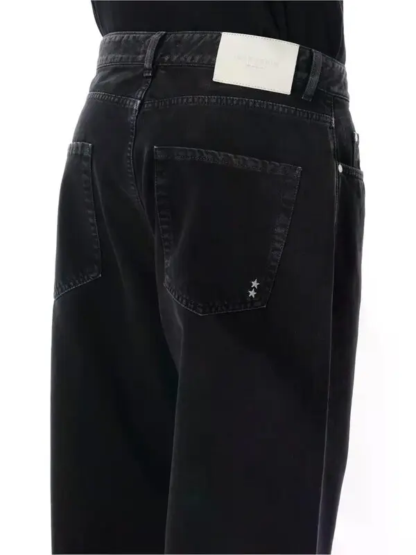 ICON DENIM LOS ANGELES Wide Leg Jeans With Star Embroidery - Black