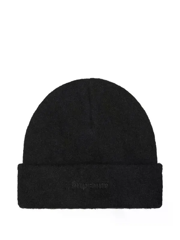 Supreme Logo Embroidered Beanie Hat - Black