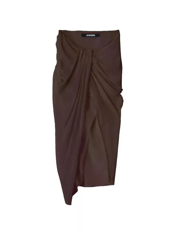Jacquemus Asymmetrical Drape Midi Skirt - Brown