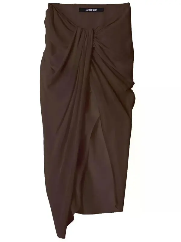 Jacquemus Asymmetrical Drape Midi Skirt - Brown