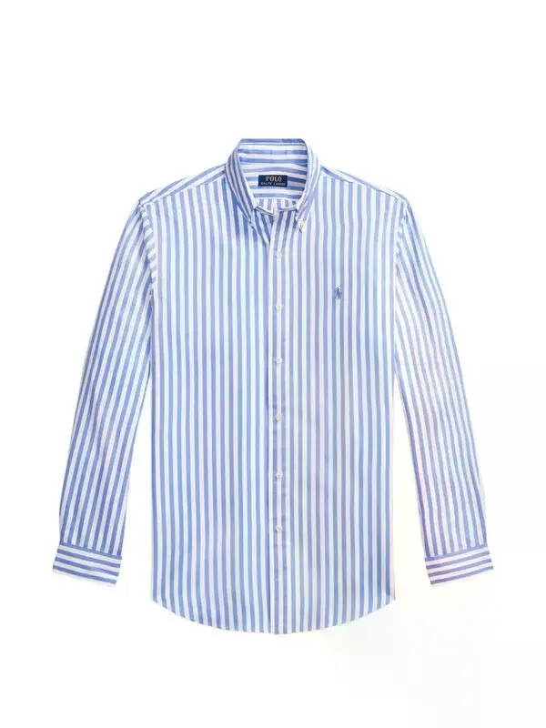 Polo Ralph Lauren Vertical-stripe Logo-embroidered Shirt - Blue