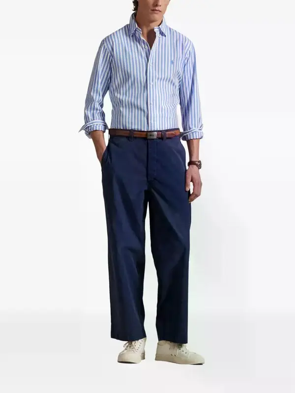 Polo Ralph Lauren Vertical-stripe Logo-embroidered Shirt - Blue