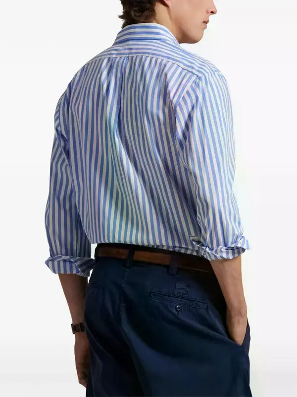 Polo Ralph Lauren Vertical-stripe Logo-embroidered Shirt - Blue