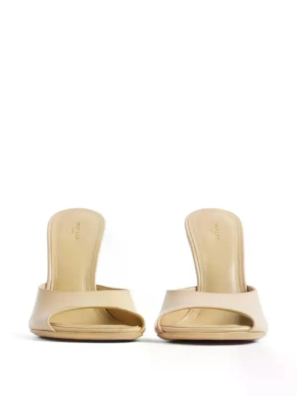 MUGLER Patent Peep-toe Sculptural Heel Mules