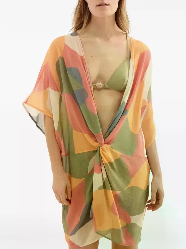 ERES Nuance Kaftan With Graphic Print And Knotted Front