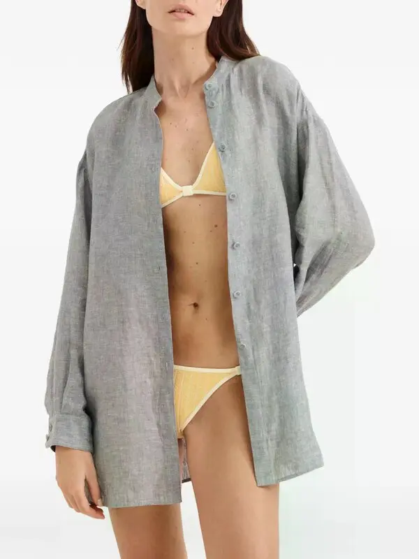ERES Band-collar Shirt With Button Fastening - Grey