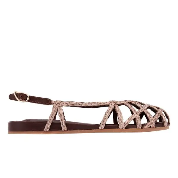 ANCIENT GREEK SANDALS Kardia Raffia Slingback Ballerina - Brown