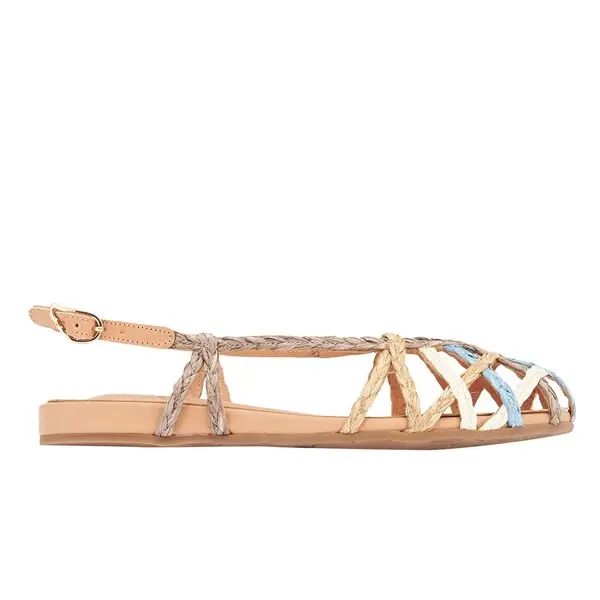 ANCIENT GREEK SANDALS Kardia Raffia Slingback Ballerina - Multi