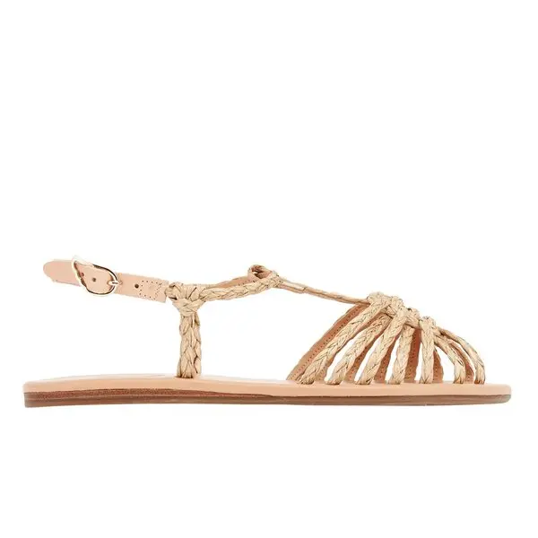 ANCIENT GREEK SANDALS Ivilai Braided Raffia Sandals With Leather Back Strap - Natural