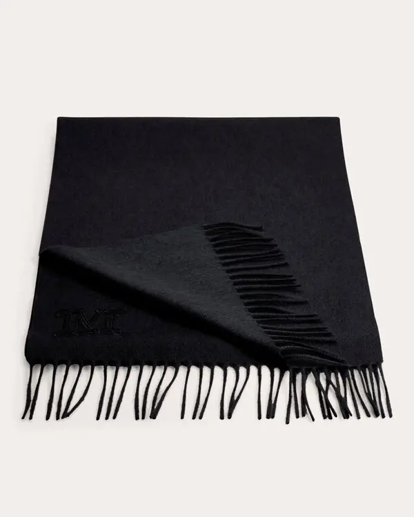 Max Mara Fringed Camel Hair Scarf - Black