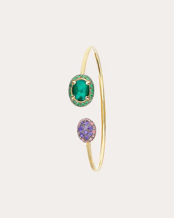 NANIS ITALIAN JEWELS Labradorite Doublet Reverse Cuff Bracelet In 18k Gold - Yellow