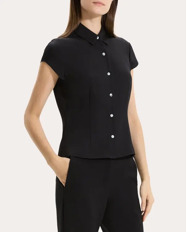 Theory Silk Cap-sleeve Shirt