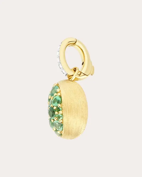 NANIS ITALIAN JEWELS Tsavorite Pavé Small Lattementa Boules Charm In 18k Yellow Gold