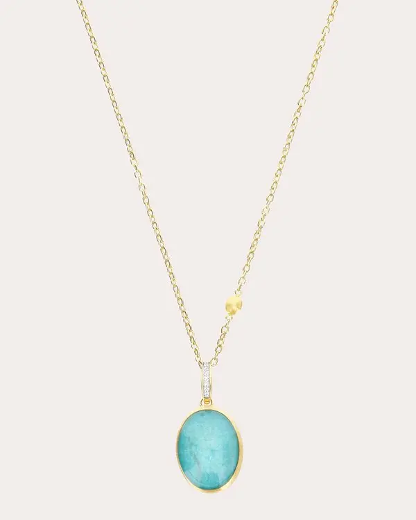 NANIS ITALIAN JEWELS 18k Yellow Gold Amazonite Doublet Charm With Diamonds