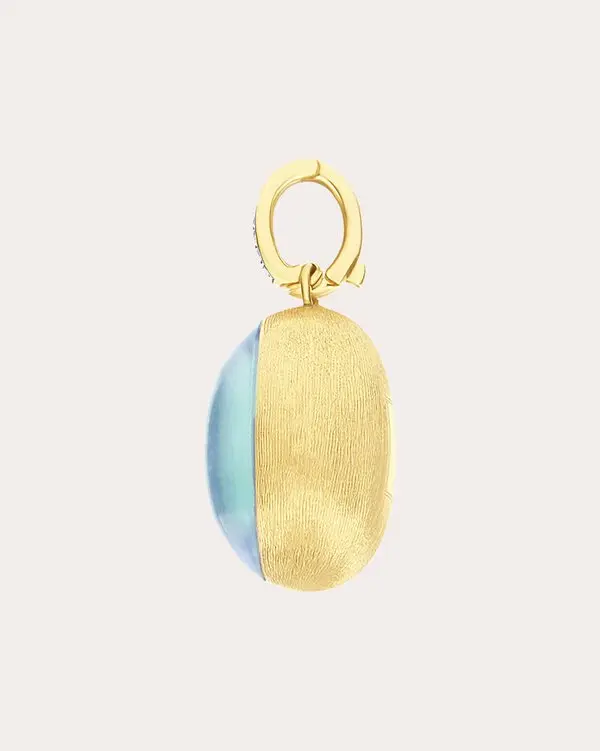 NANIS ITALIAN JEWELS 18k Yellow Gold Amazonite Doublet Charm With Diamonds